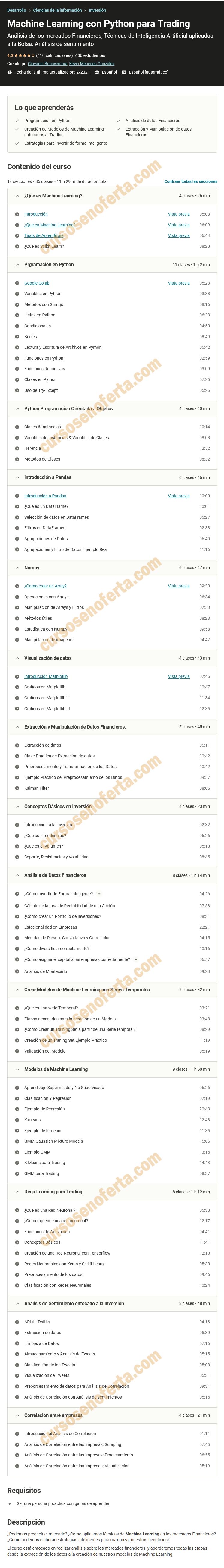 Machine Learning con Python Para Trading - cursosenoferta.com